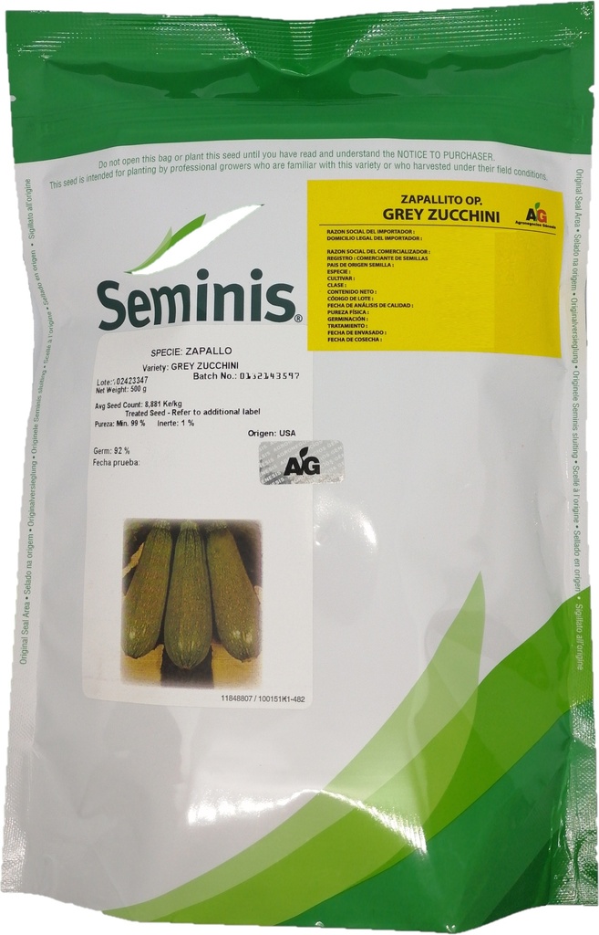 ZAPALLITO GREY ZUCCHINI X 500 GR SEMINIS | NUTRIFERZA
